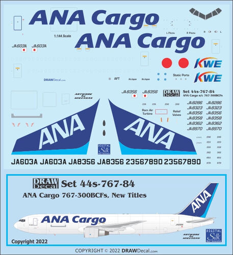 Draw Decal 44-767-84 Boeing 767-300BCF - All Nippon Airways (ANA) Cargo (New Titles)