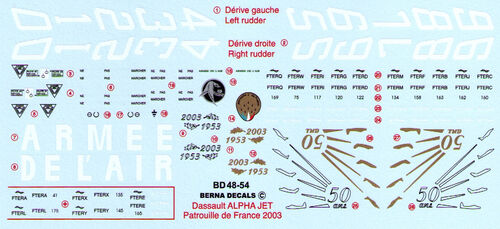 Berna Decals 48054R Dassault Alpha Jet Patrouille de France 2003
