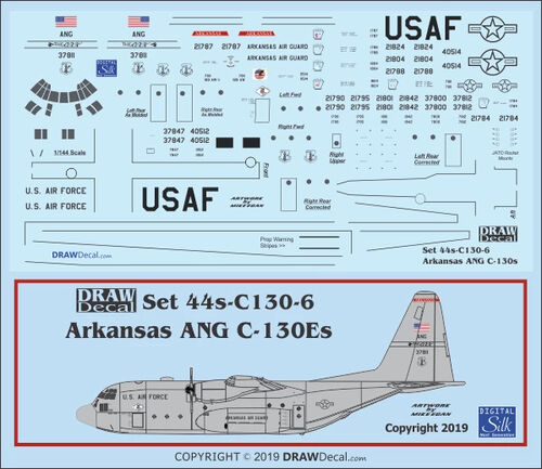 Draw Decal 44-C130-06 Lockheed C-130 E - Arkansas Air National Guard