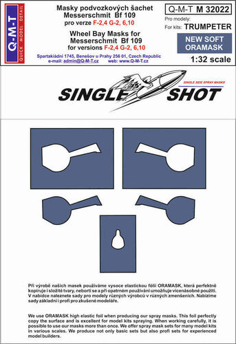 Quick Model Details M32022 Messerschmitt Bf-109F-4/Bf-109G-2/Bf-109G-6,/Bf-109G-10 wheel bay paint masks