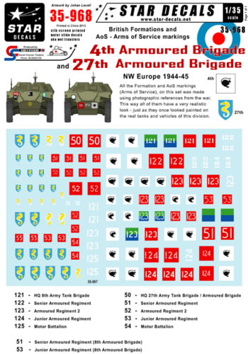 Star-Decals 35-968 British 4th and 27th Armoured Brigade Formation & AoS markings.
