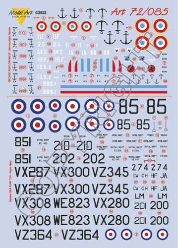 Model Art 72085 Royal Navy Hawker Sea Fury T.20 and Aeronautique Navale SNCASE Aquilon Mk.20 Decals