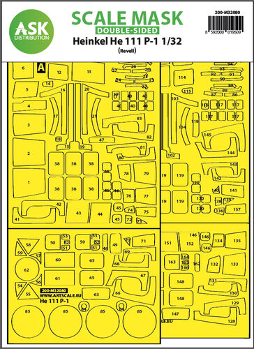Art Scale Kit M32080 Heinkel He-111 P-1 - double-sided express fit mask (for Revell kits)