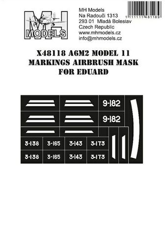 MH Models X48118 A6M2 Model 11 Markings airbrush mask for Eduard