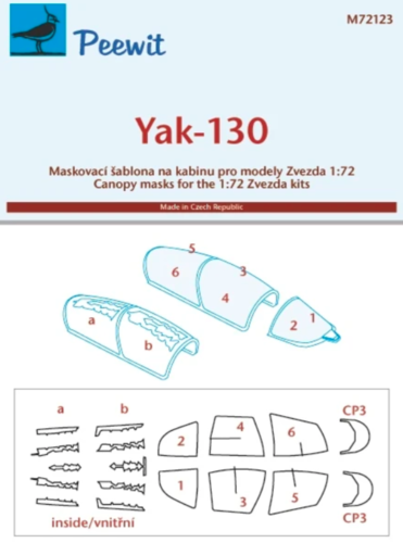 Peewit 72123 Canopy mask for Yak-130 Zvezda