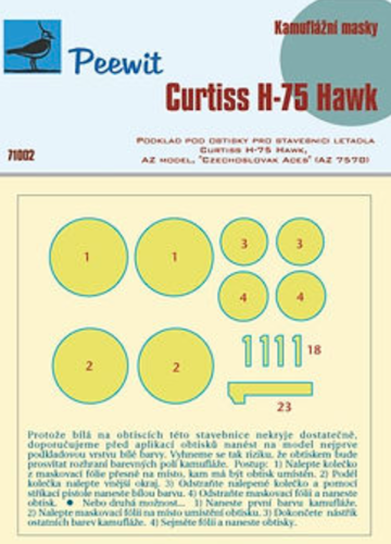 Peewit 71002 Camouflage mask for Curtiss H-75 Hawk AZ Model