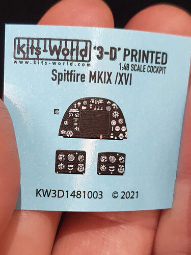 Kits World 3D1481003 Supermarine Spitfire Mk.IX / XVI 3D Full colour Instrument Panel (for Airfix kits)