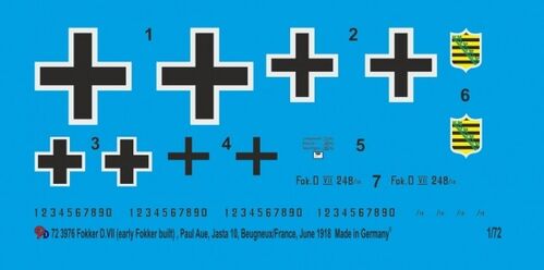 Peddinghaus-Decals 3976 Fokker D.VII (Early Fokker Build) Paul Aue, Jasta 10, Beugneux/France 1918