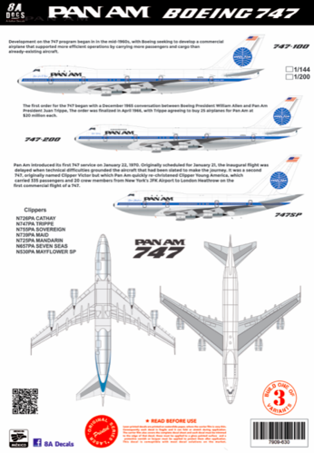 8aDecs 7909-630-200 PANAM 747-100