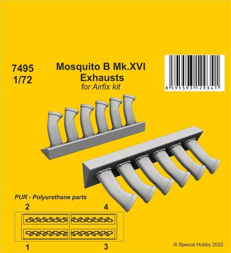 CMK K7495 Mosquito B Mk.XVI Exhausts (for Airfix kit)