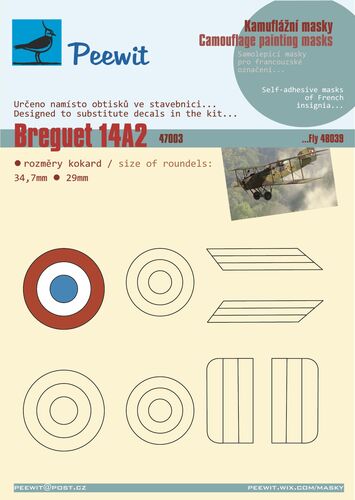 Peewit 47003 Breguet 14 A2 - French Insignia (For FLY48039)