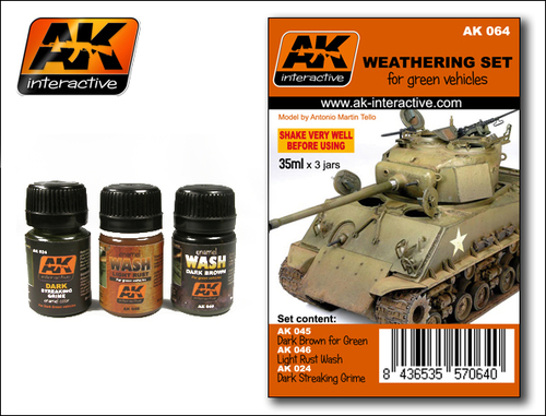 AK-Interactive AK 064 Weathering Green Vehicles Set