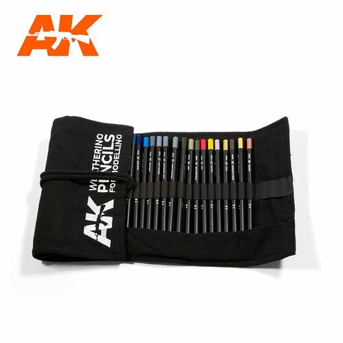 AK-Interactive 10048 Weathering Pencils Full Range Cloth Case