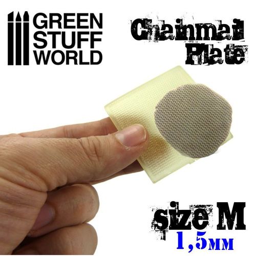 Green Stuff World 1612 Texture Plate - ChainMail - Size M (1.5mm)