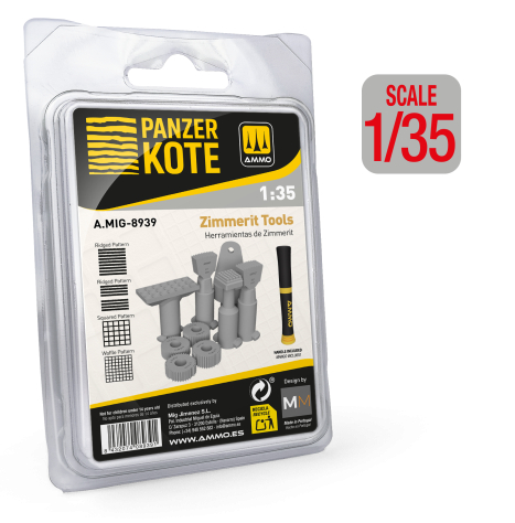AMMO of Mig Jimenez 8939 Panzer Kote Zimmerit Tools for 1:35 German AFV