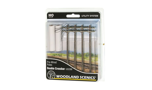 Woodland Scenic US2266 Pre-Wired Poles - Double Crossbar