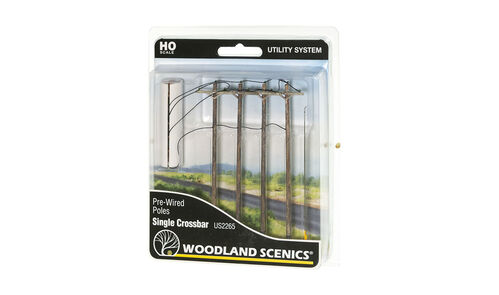 Woodland Scenic US2265 Pre-Wired Poles - Single Crossbar