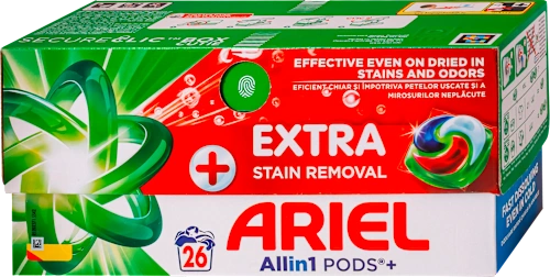 ARIEL
+ EXTRA STAIN REMOVAL Allin1 PODS EXTRA kapsule za pranje veša, 26 kom