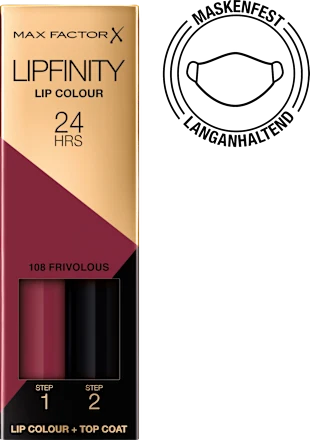 MAX FACTOR
Lipfinity karmin – 108 Frivolous, 1 kom