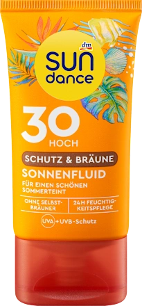 SUNDANCE
Fluid za sunčanje i samopotamnjivanje sa visokim faktorom zaštite ZF30, 50 ml