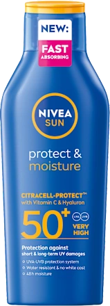 NIVEA SUN
protect & moisture hidratantni losion za zaštitu od sunca, SPF50+, 400 ml