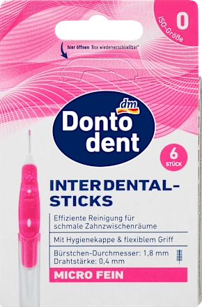 Dontodent
Interdentalni štapići pink - MICRO FINE ISO 0 (0,4mm), 6 kom