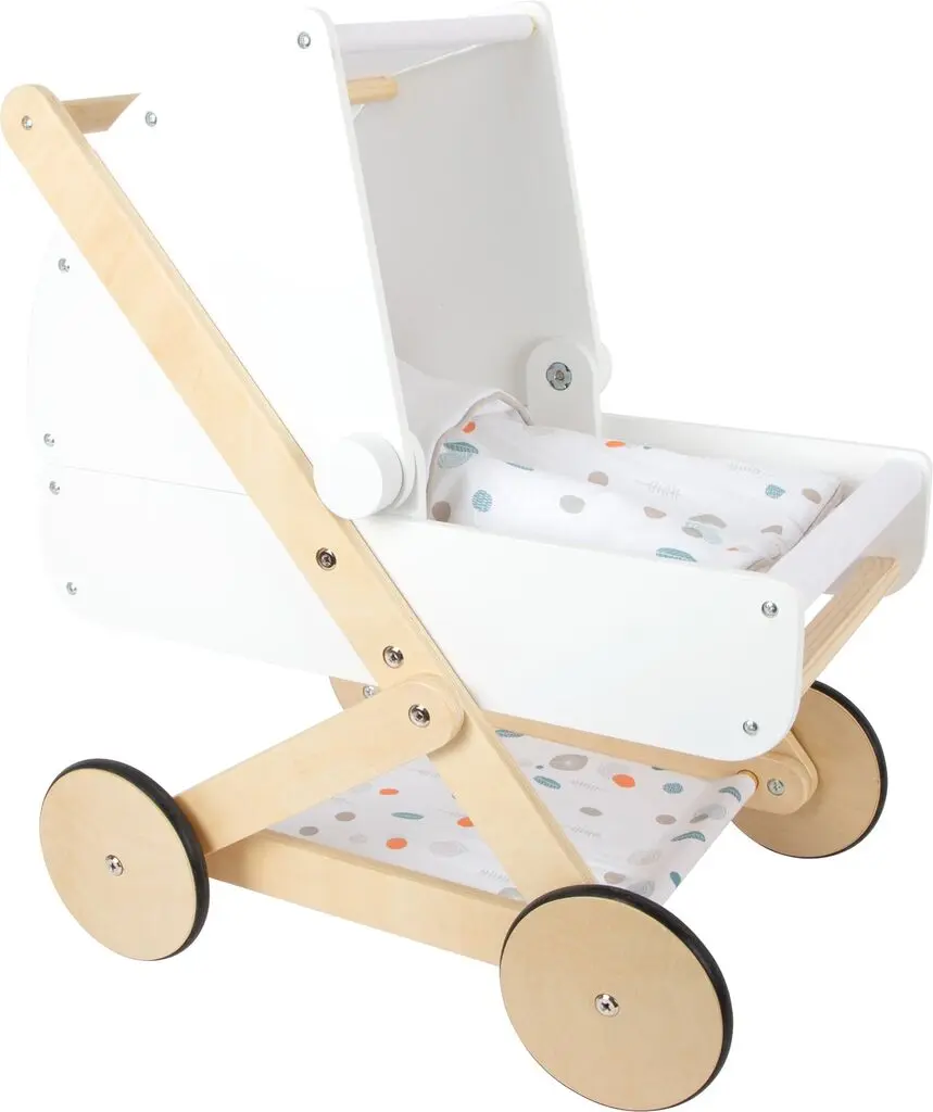 Legler Igračka za devojčice Kolica za bebe Lil Button, Drvena, Bela