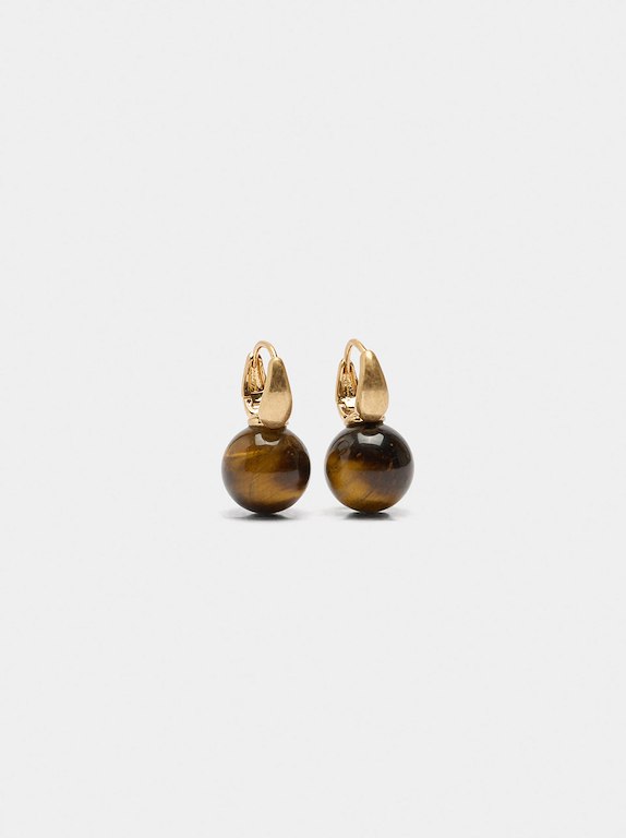 HOOP EARRINGS WITH STONE SPHERES