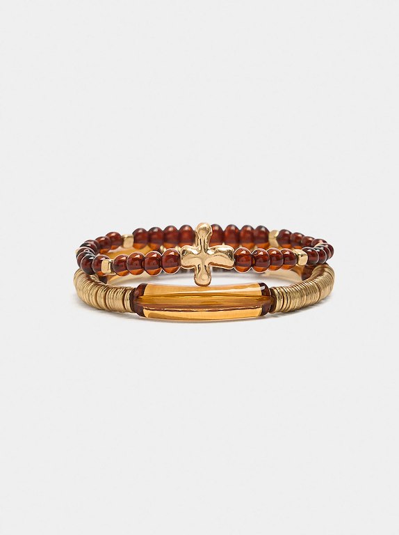 SET OF ELASTIC BRACELETS WITH STONE EFFECT