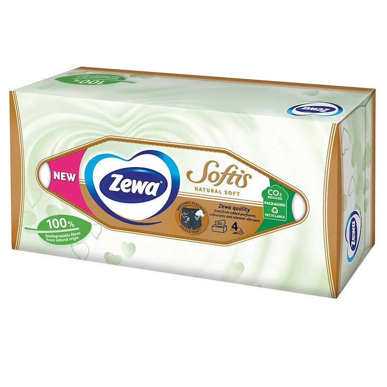 Zewa Papirne maramice Natural Soft, 4 sloja, 80 komada