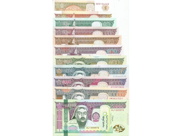 MONGOLIJA 2008 - 2024. Kompletan set novcanica UNC kv.