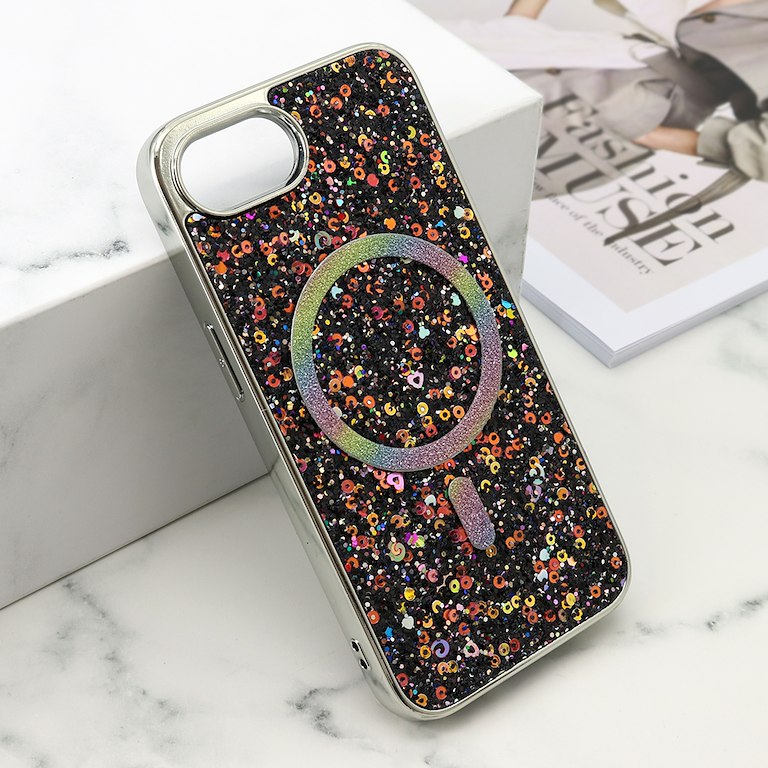 Futrola GLAM GLOW MagSafe za iPhone 16e crna (MS)