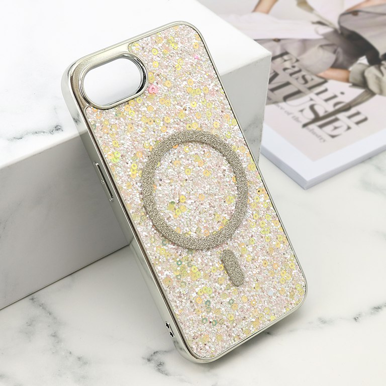 Futrola GLAM GLOW MagSafe za iPhone 16e zlatna (MS)