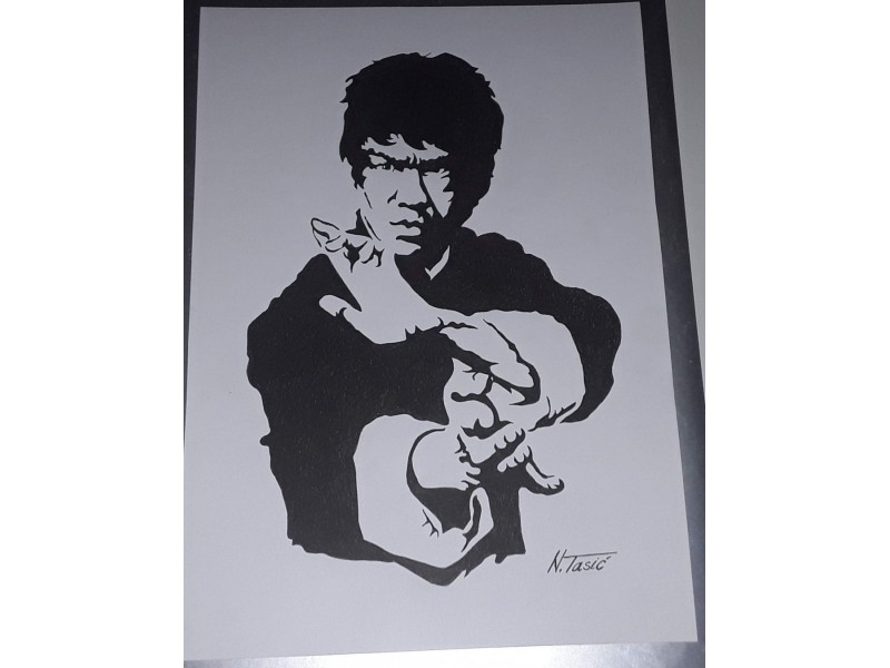 Crtez na hamer papiru 30 x 21,5 cm. - Brus Li