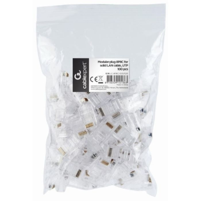 LC-8P8C-001/100 Modular plug RJ45 8P8C 30u CAT5 UTP gold plated,100 u pakovanju / CENA PO PAKOVANJU