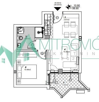 Dvosoban stan na prodaju, 39m2, 103.010€