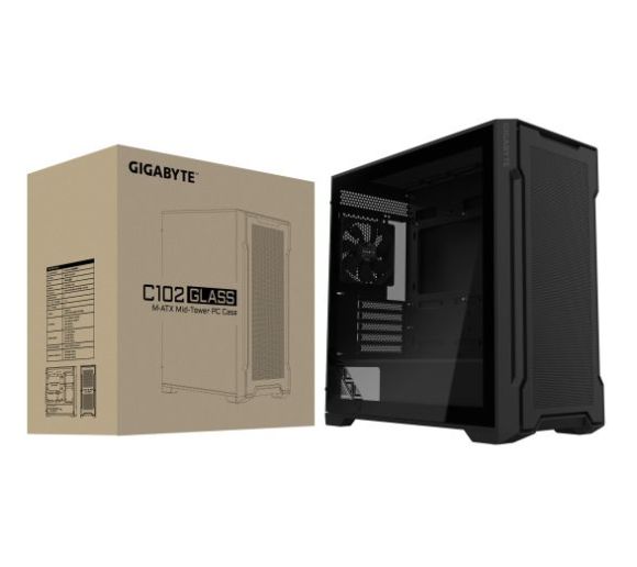 Gigabyte - Black, Mini ITX / Micro ATX, Bočna stranica od kaljenog stakla, 2x USB 3.0 priključka na I/O panelu, podrška za vodeno hlađenje do 360 mm, uklonjivi filter za prašinu, instalirana dva 1...