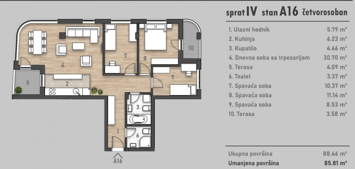 NOVI SAD - SOCIJALNO - 85. 81 m2