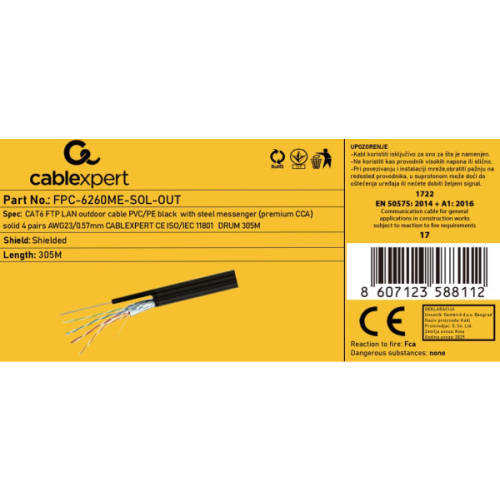 FPC-6260ME-SOL-OUT * Gembird FTP cat6 Outdoor, solid 23AWG, 0,57mm PREMIUM CCA pun presek 305m(7399)
