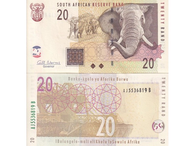 SOUTH AFRICA Južna Afrika 20 Rand 2005 UNC, P-129