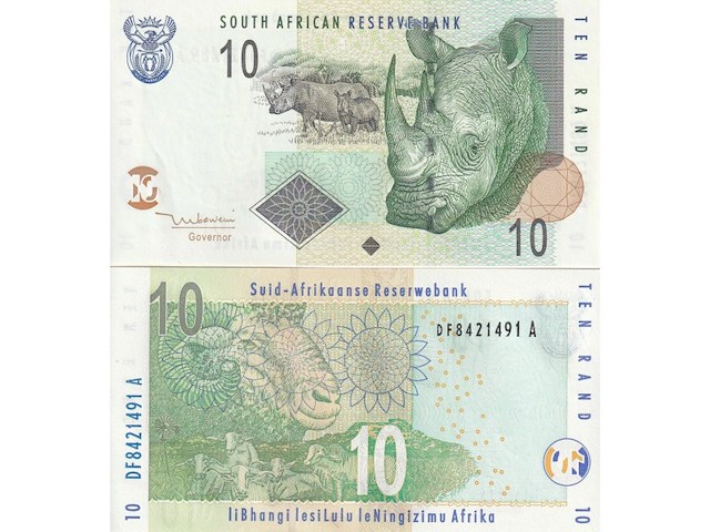 SOUTH AFRICA Južna Afrika 10 Rand 2005 UNC, P-128