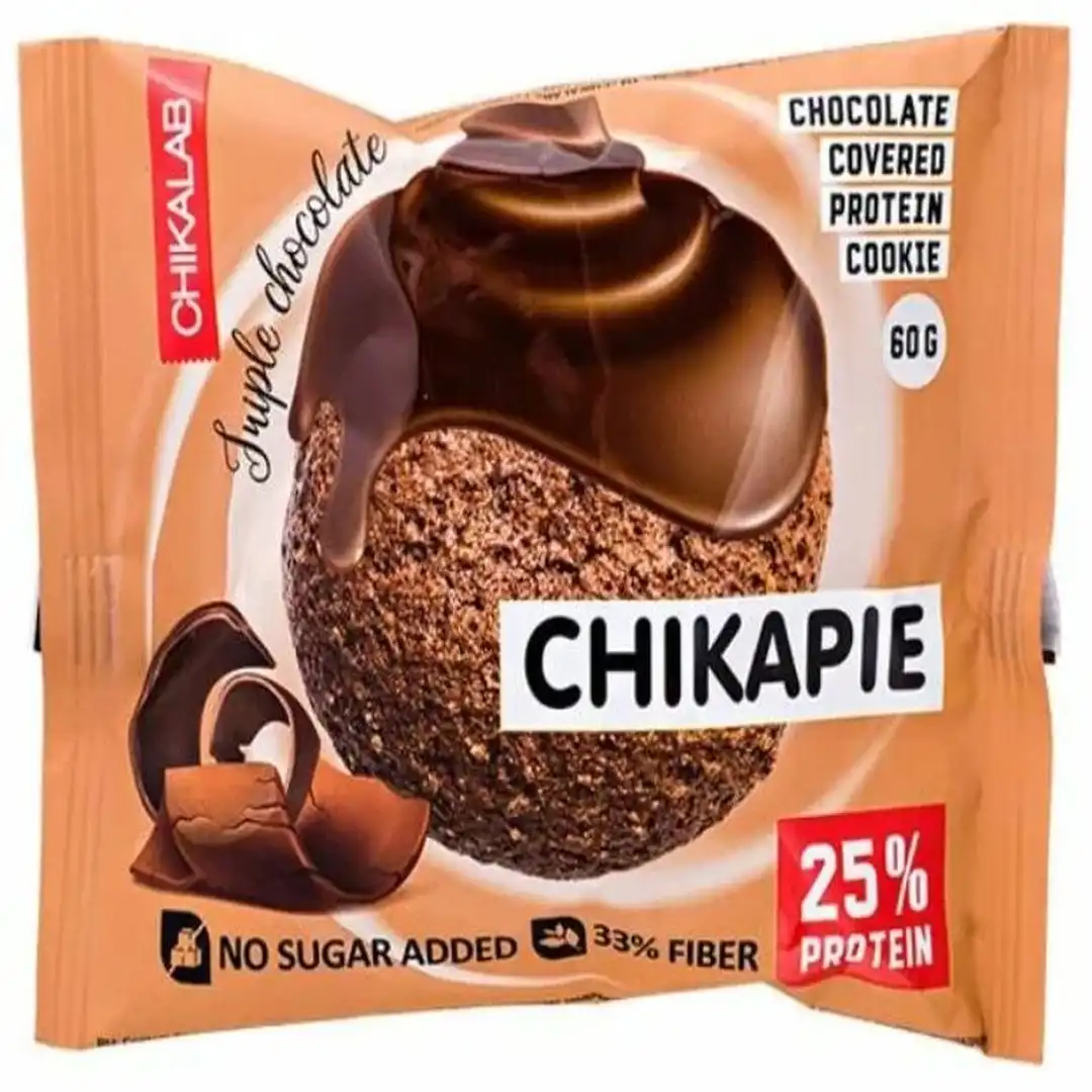 CHIKALAB CHIKAPIE ČOKOLADOM PRELIVEN PROTEINSKI COOKIE TRIPLE CHOCO 60g