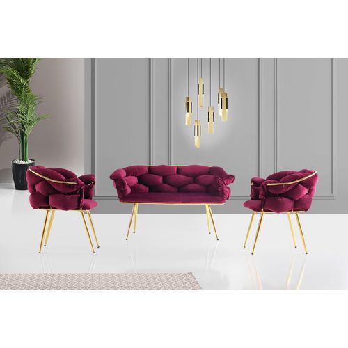 Balon - 2105 Plum Gold Sofa Set