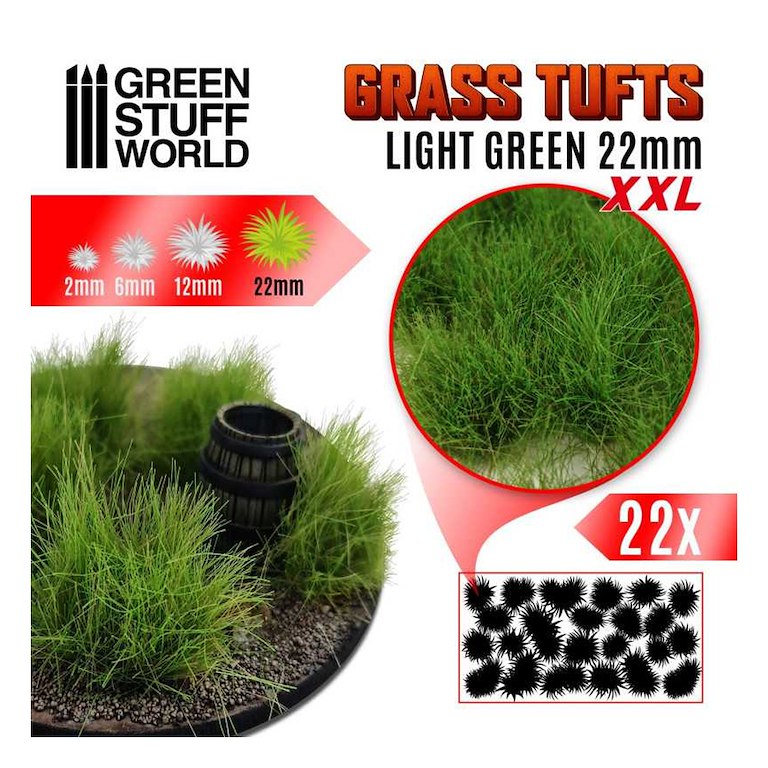 Grass TUFTs 22mm XXL - LIGHT GREEN