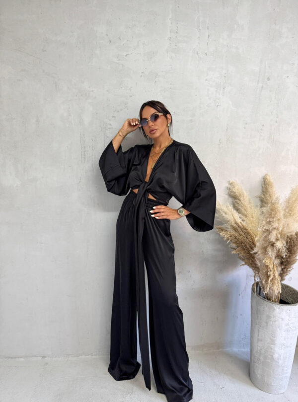 GLENDA BLACK satenski boho set