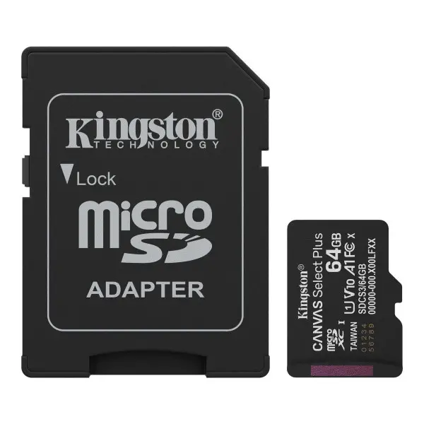 MicroSD 64GB, Canvas Select Plus, Class 10 UHS-I U1 V10 A1, Read up to 100MB/s, w/SD adapter ( SDCS3/64GB )