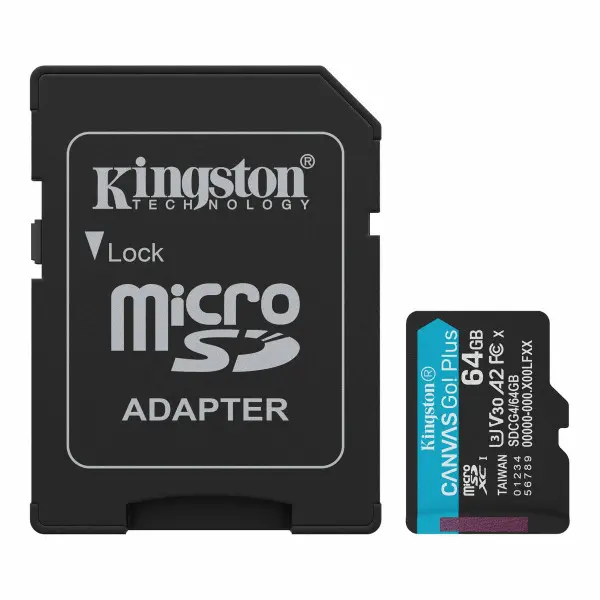 MicroSD 64GB, Canvas Go! Plus, Class10 UHS-I U3 V30 A2, Read up to 200MB/s, for 4K and FullHD video recording, w/SD adapter ( SDCG4/64GB )