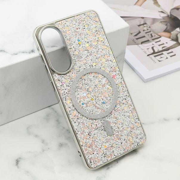 Futrole GLAM GLOW MagSafe za Samsung S937B Galaxy S25 Edge 5G, siva
