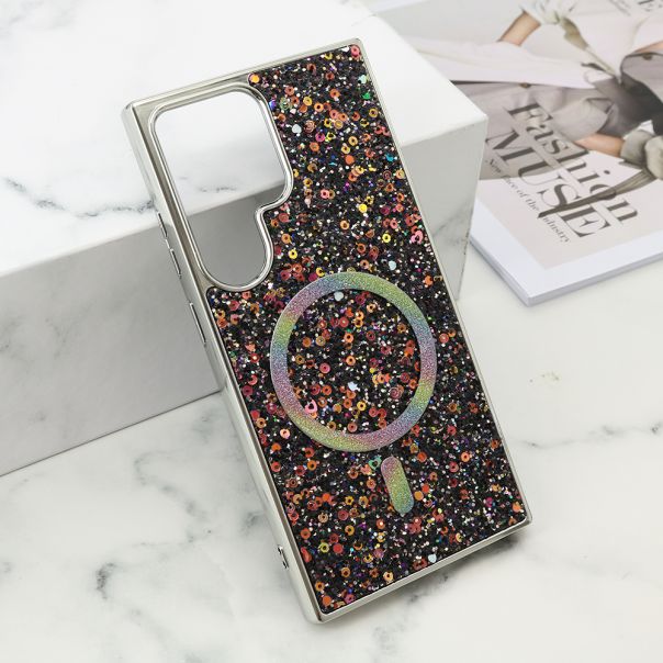 Futrole GLAM GLOW MagSafe za Samsung S928B Galaxy S24 Ultra 5G, crna