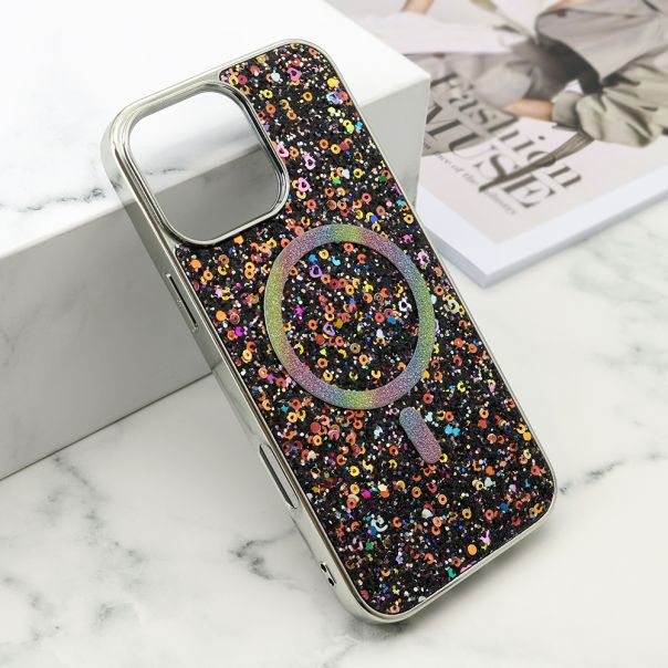Futrole GLAM GLOW MagSafe za iPhone 16 Pro Max, crna